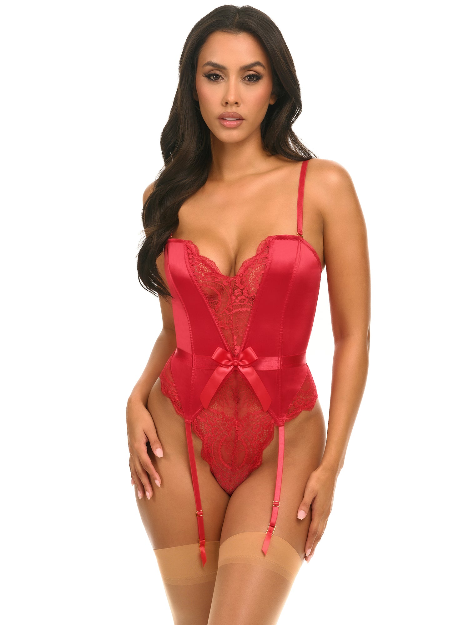 Rumi Satin and Lace Teddy - Oh La La Cheri – Bella Bella Boutique